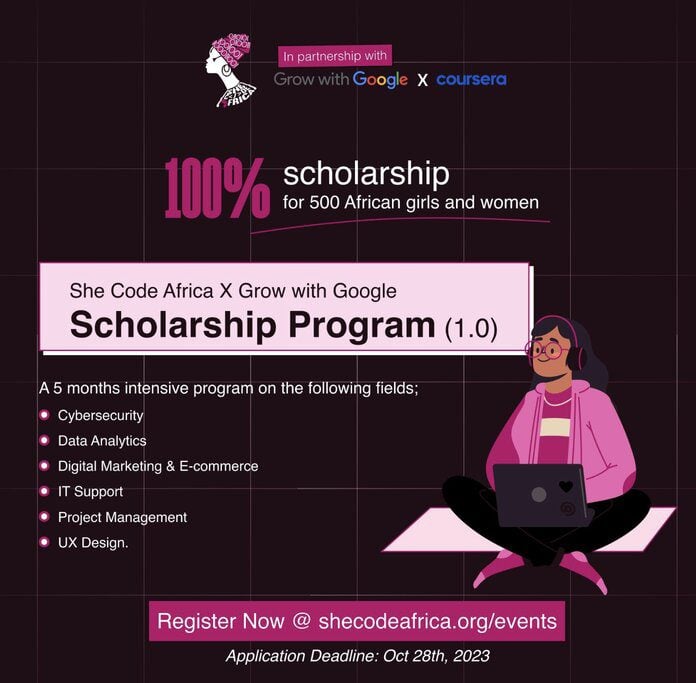 She Code Africa x Grow with Google Scholarship - Young Women Aspire
